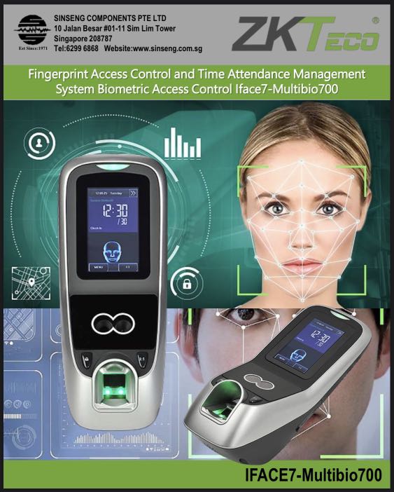 ZKTeco Multibio700/IFace7 Face Facial Recognition Reader + Fingerprint ...