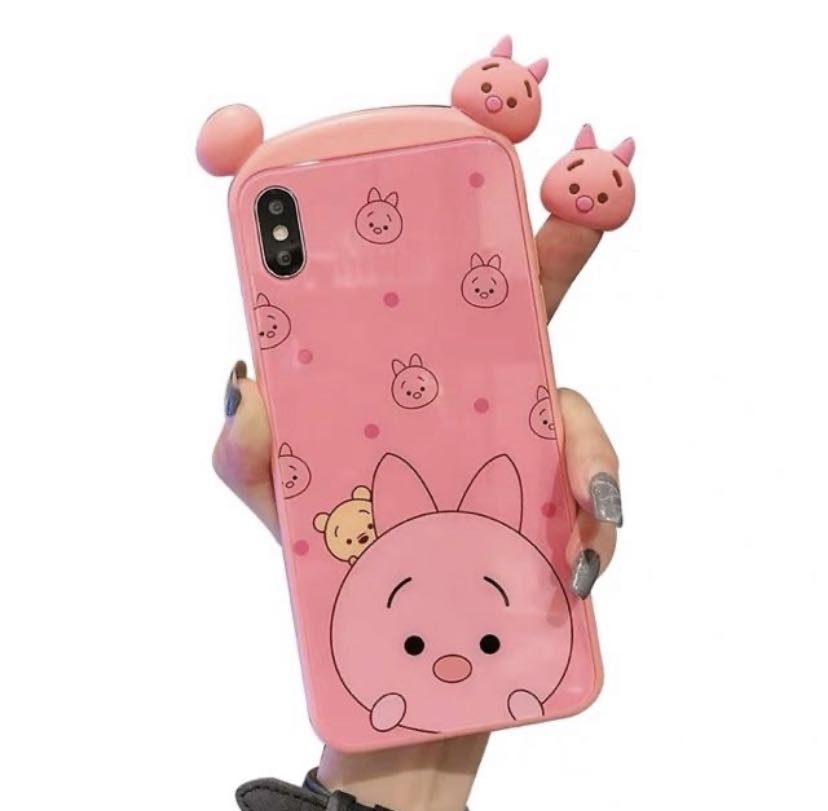 Cute 3D Winnie the Pooh Piglet Glass Phone Case - iPhone 11, Mobile ...