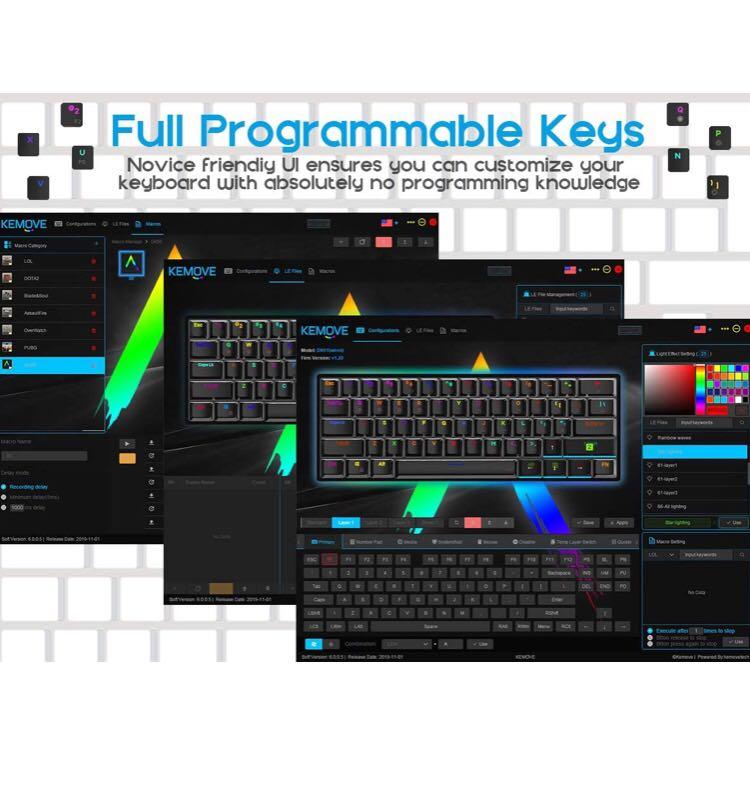 Dierya kemove DK61 Pro Bluetooth 5.1 Mechanical Gaming Keyboard 60% ...