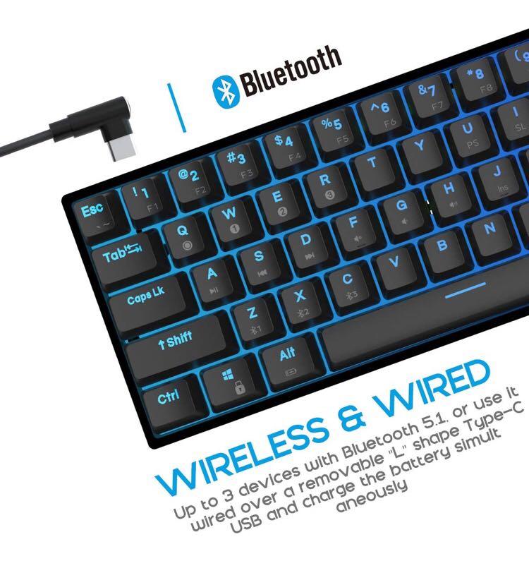 Dierya kemove DK61 Pro Bluetooth 5.1 Mechanical Gaming Keyboard 60% ...