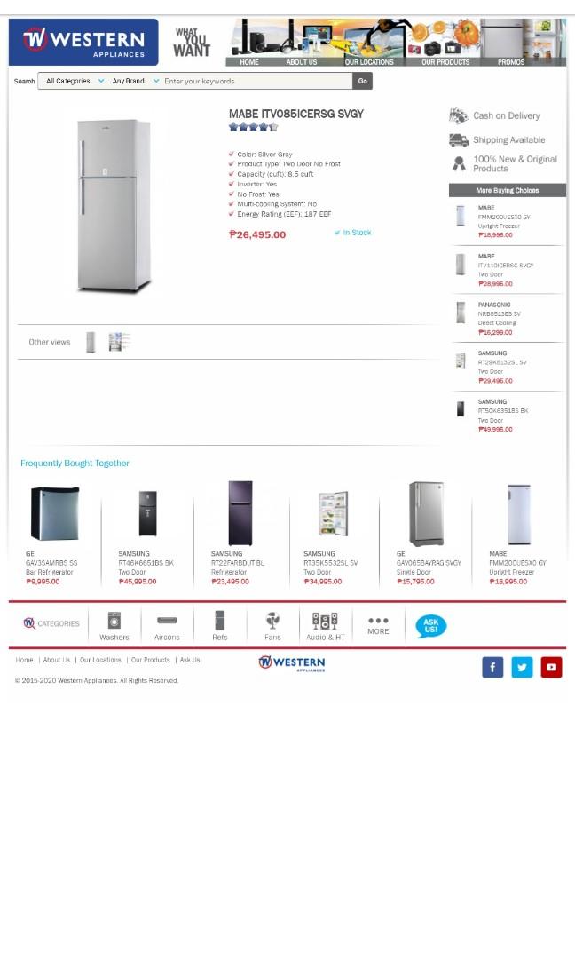 Mabe inverter refrigerator no frost, TV & Home Appliances, Kitchen ...