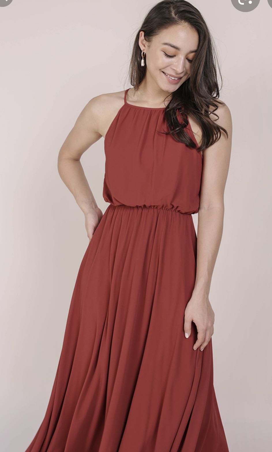 The Tinsel Rack Charis Halter Maxi in Crimson, Women's Fashion, Tops ...