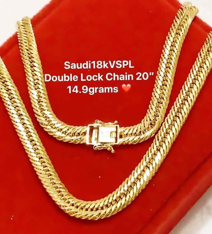 18K Saudi Gold Double Lock Chain Japan Style 10 Cut VSPL on Carousell