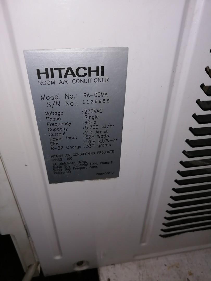 Aircon hitachi 0.5 HP window type, TV & Home Appliances, Air ...