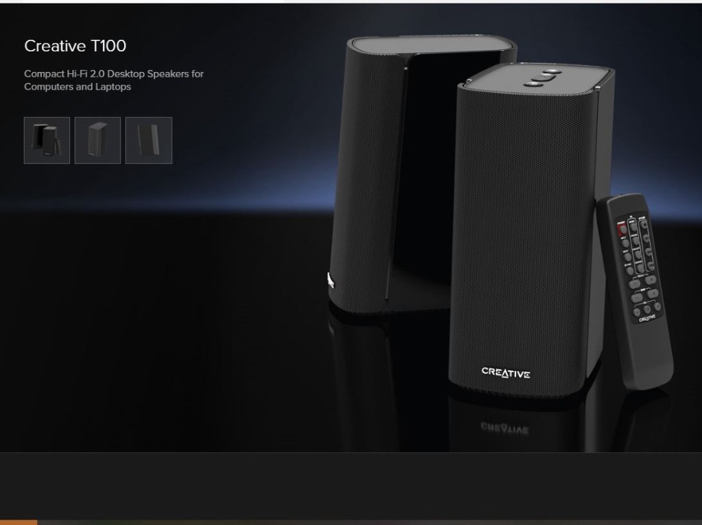 Creative T100 Compact Hi-Fi 2.0 Bluetooth Desktop Speakers, Audio ...
