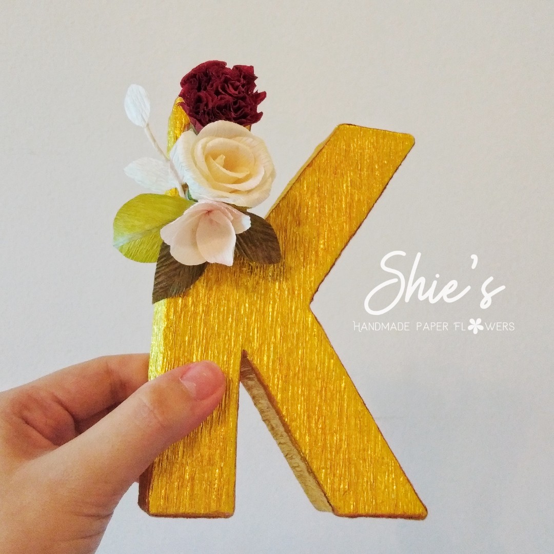 Decorative Letter Standee with handmade paper flowers, Hobbies & Toys ...