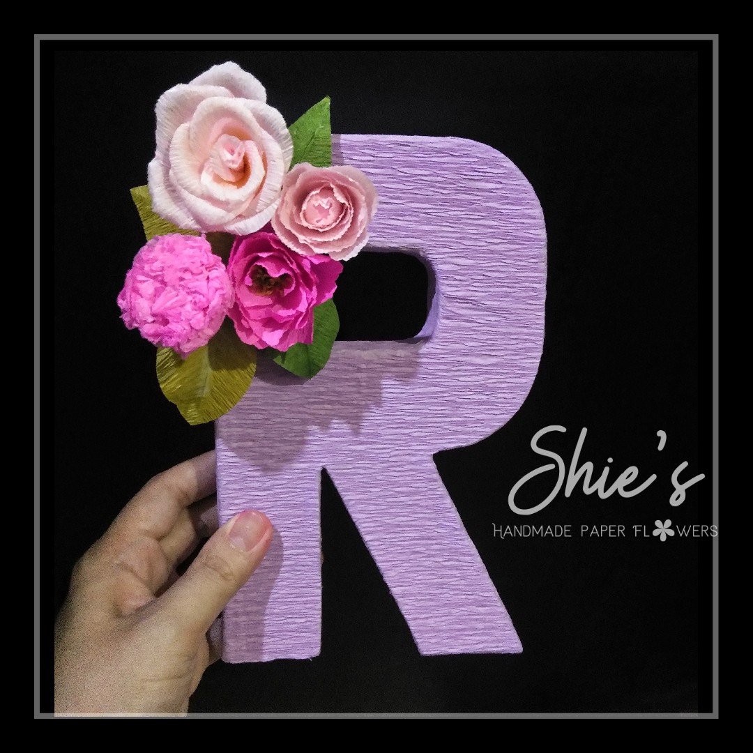 Decorative Letter Standee with handmade paper flowers, Hobbies & Toys ...