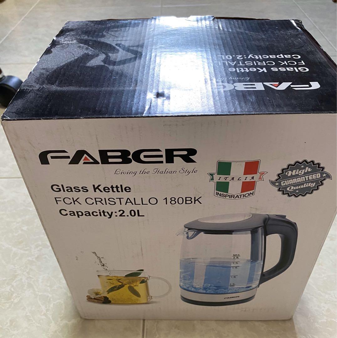 FABER Glass Kettle 2L, Furniture & Home Living, Kitchenware & Tableware ...