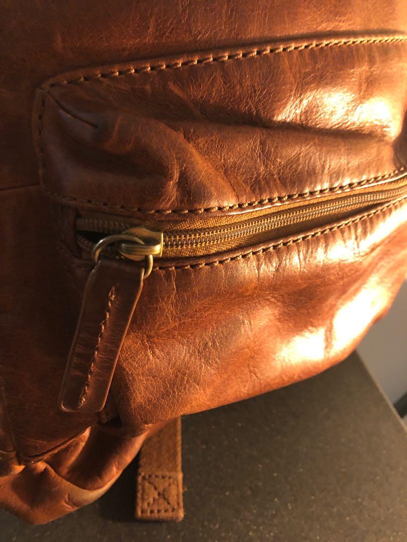 Fossil Estate Full Leather Backpack (Cognac), Women's Fashion, Bags ...