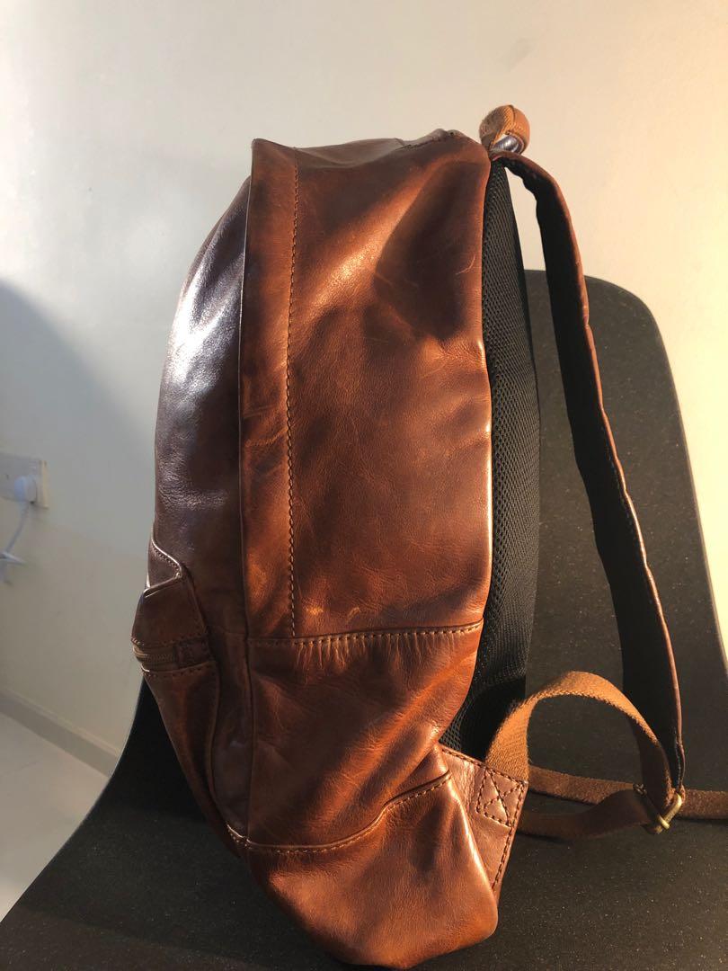 Fossil Estate Full Leather Backpack (Cognac), Women's Fashion, Bags ...