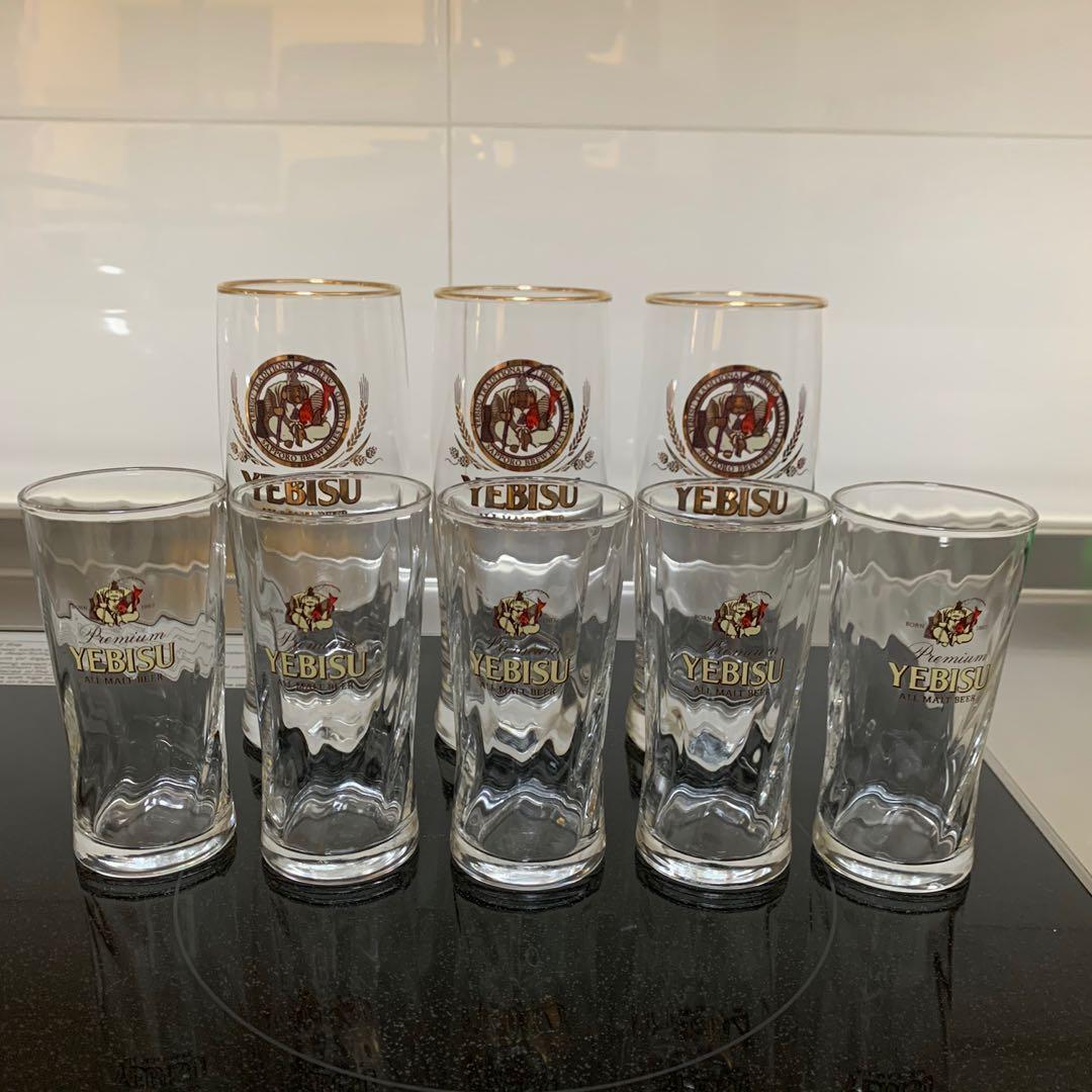 Japanese Yebisu beer glass set, Furniture & Home Living, Kitchenware ...