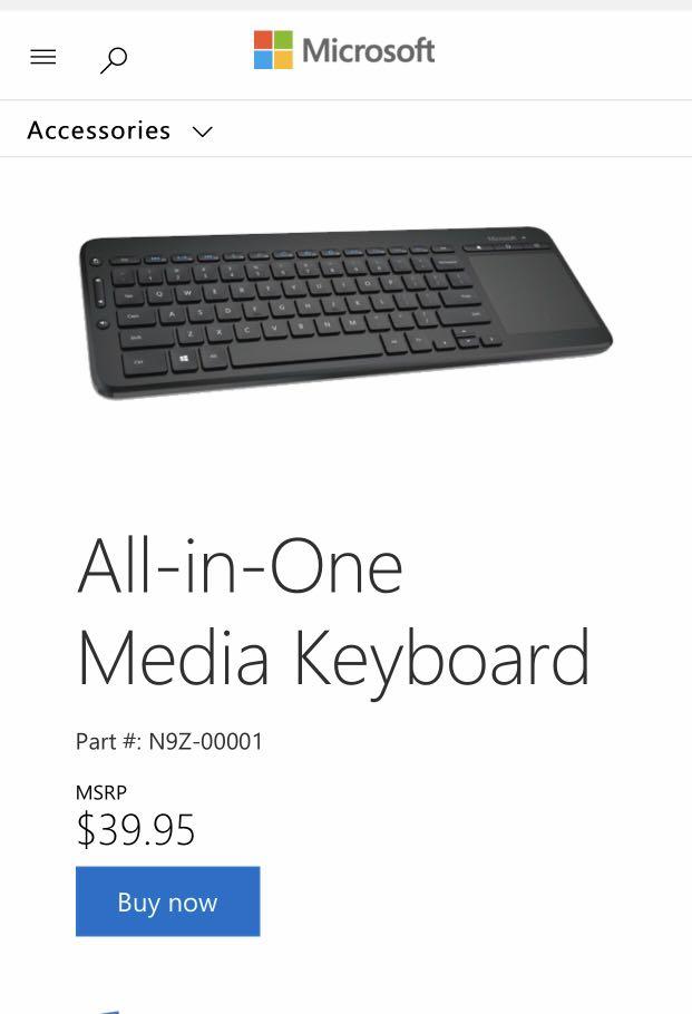 Microsoft All-in-one Media Wireless Keyboard Model:1632, Computers ...