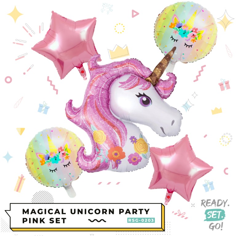 Magical Pink Unicorn Balloon Set, Balloon Bouquet, Birthday balloons ...