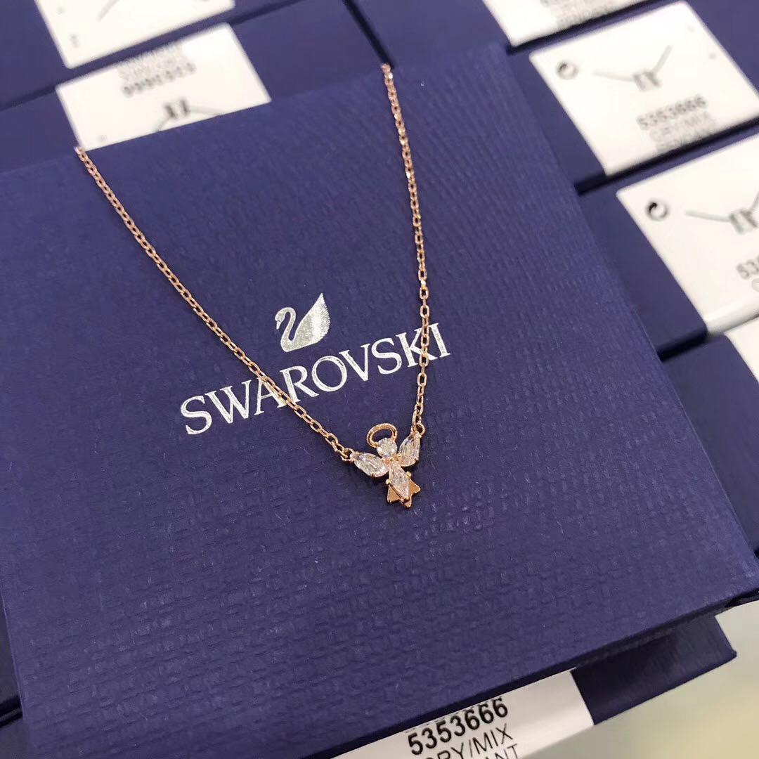 Swarovski Magic Angel項鏈，白色，鍍玫瑰金色調 #5498966, 名牌, 飾物及配件 - Carousell