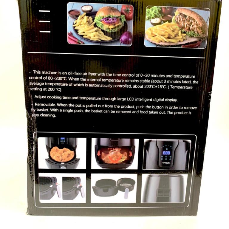 VPCOK Electric Air Fryer Oil Free, Hot Air Fryer Oven Recipe Included, 3.8 QT 6 Presets LED ...