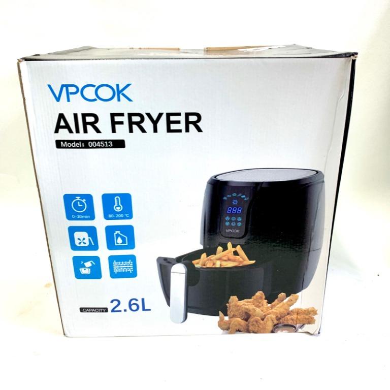VPCOK Electric Air Fryer Oil Free, Hot Air Fryer Oven Recipe Included, 3.8 QT 6 Presets LED ...