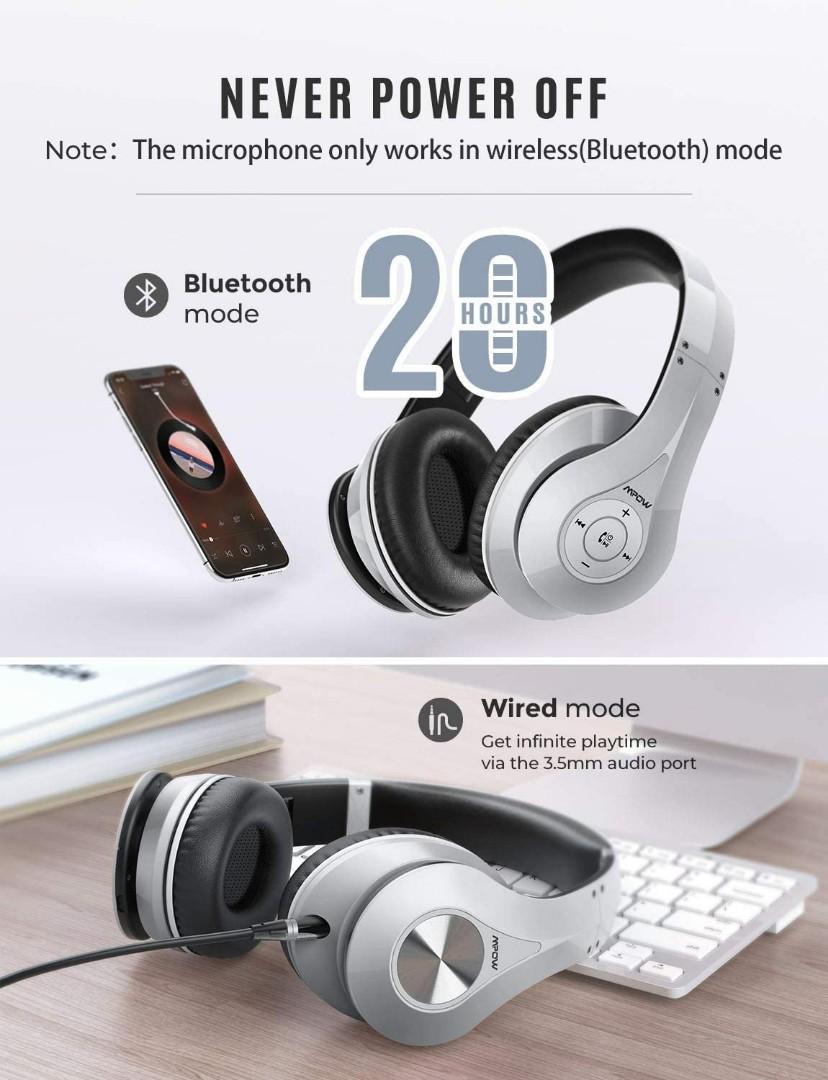 1998) Mpow 059 Bluetooth Headphones Over Ear, Hi-Fi Stereo Wireless ...