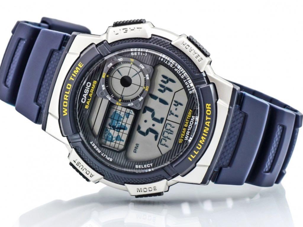 Casio Illuminator AE1000 Aircraft Digital Rubber Watch AE1000W-2A Brand ...