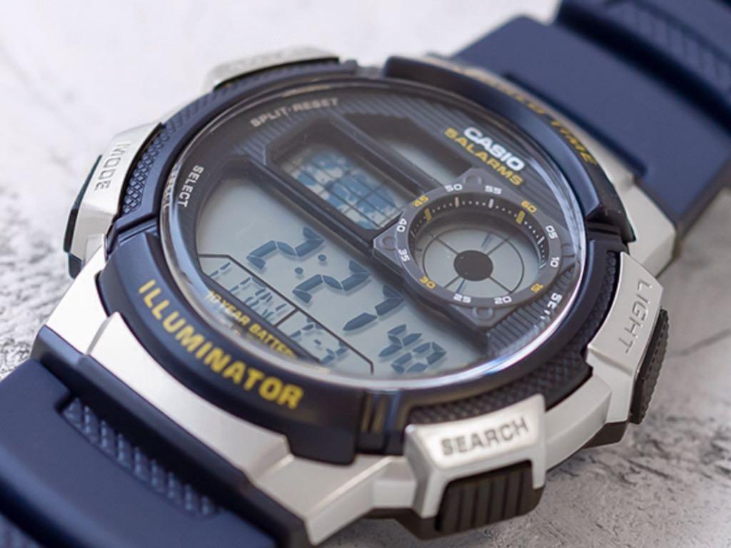 Casio Illuminator AE1000 Aircraft Digital Rubber Watch AE1000W-2A Brand ...