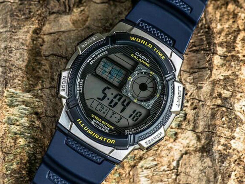 Casio Illuminator AE1000 Aircraft Digital Rubber Watch AE1000W-2A Brand ...