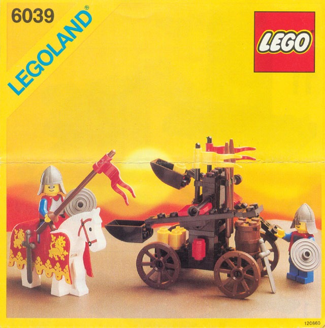 Lego 6061 Siege Tower + 6039 Twin Arm Launcher vintage castle + figures ...