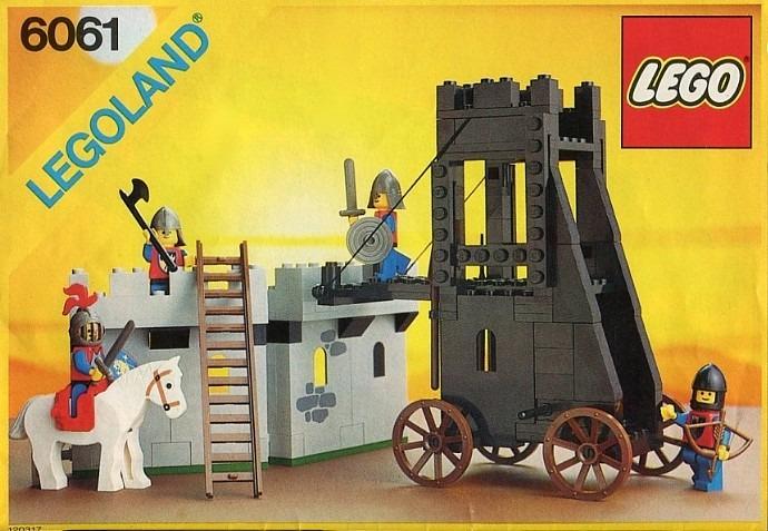 Lego 6061 Siege Tower + 6039 Twin Arm Launcher vintage castle + figures ...