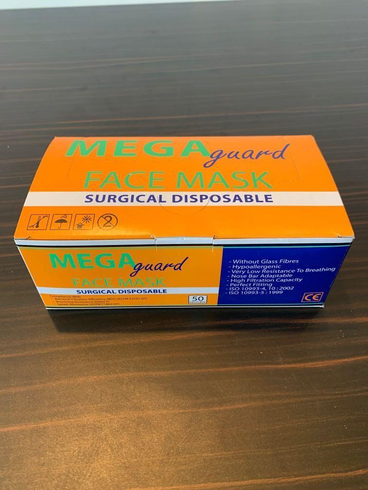 Mega Guard 3 ply Surgical Disposable Face Mask 50pc 医用口罩, Health ...
