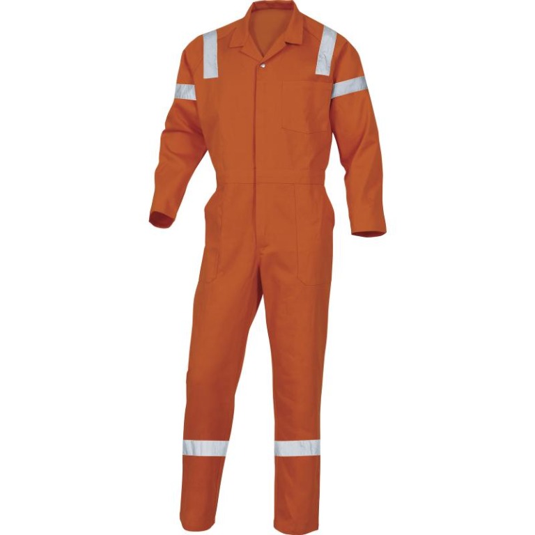 OVERALL WITH REFLECTOR 100% COTTON 200 G HIGH VISIBILITY BLUE OR ORANGE ...