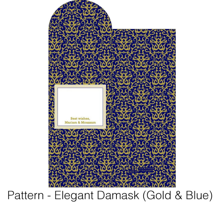 Personalized Money Envelopes - Pattern - Elegant Damask (Gold & Blue ...