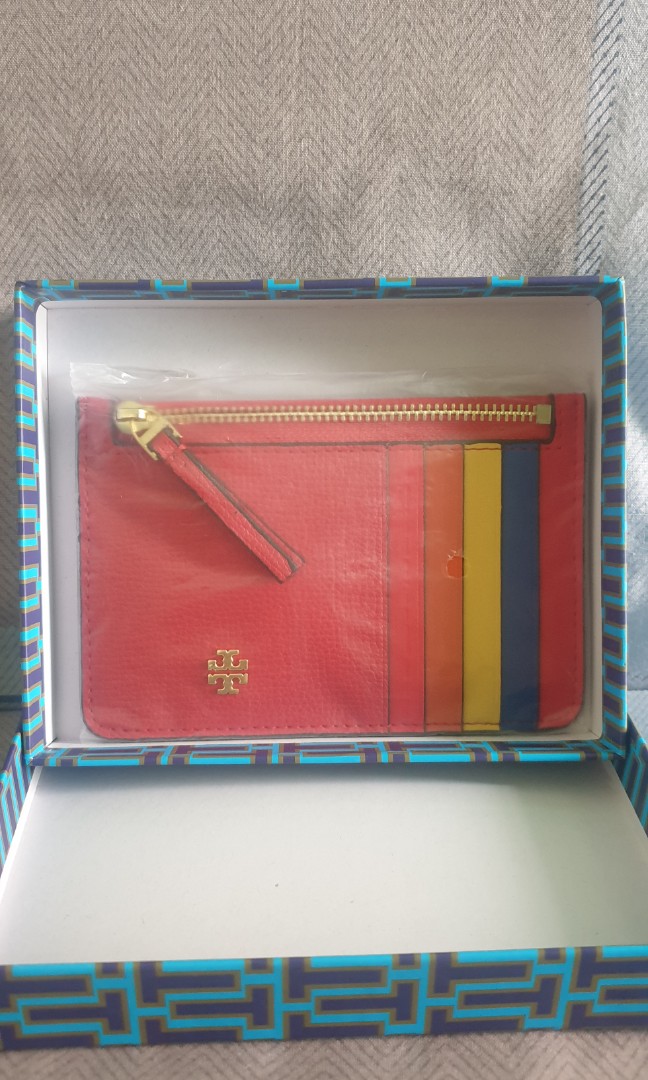 Tory Burch Card Holder Color Block Red, Barang Mewah, Tas & Dompet di ...