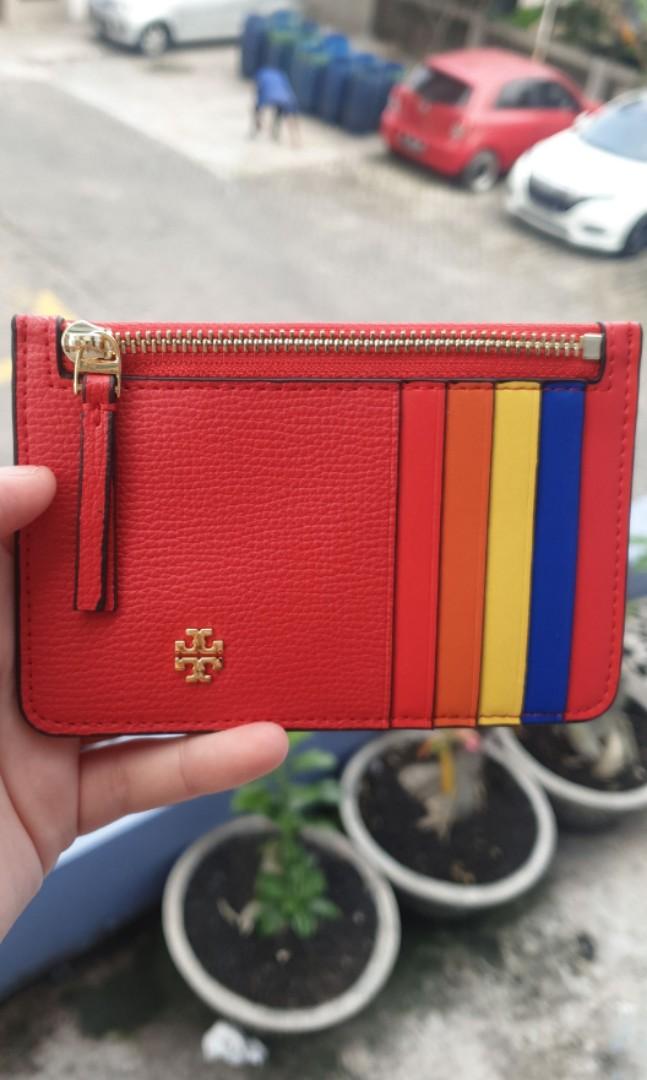 Tory Burch Card Holder Color Block Red, Barang Mewah, Tas & Dompet di Carousell