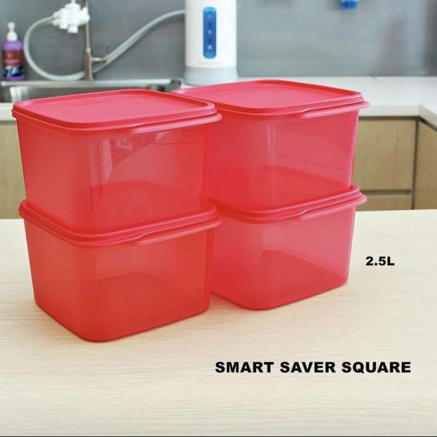 Tupperware Smart Saver Square II (1) 2.5L- Red, Home Appliances ...