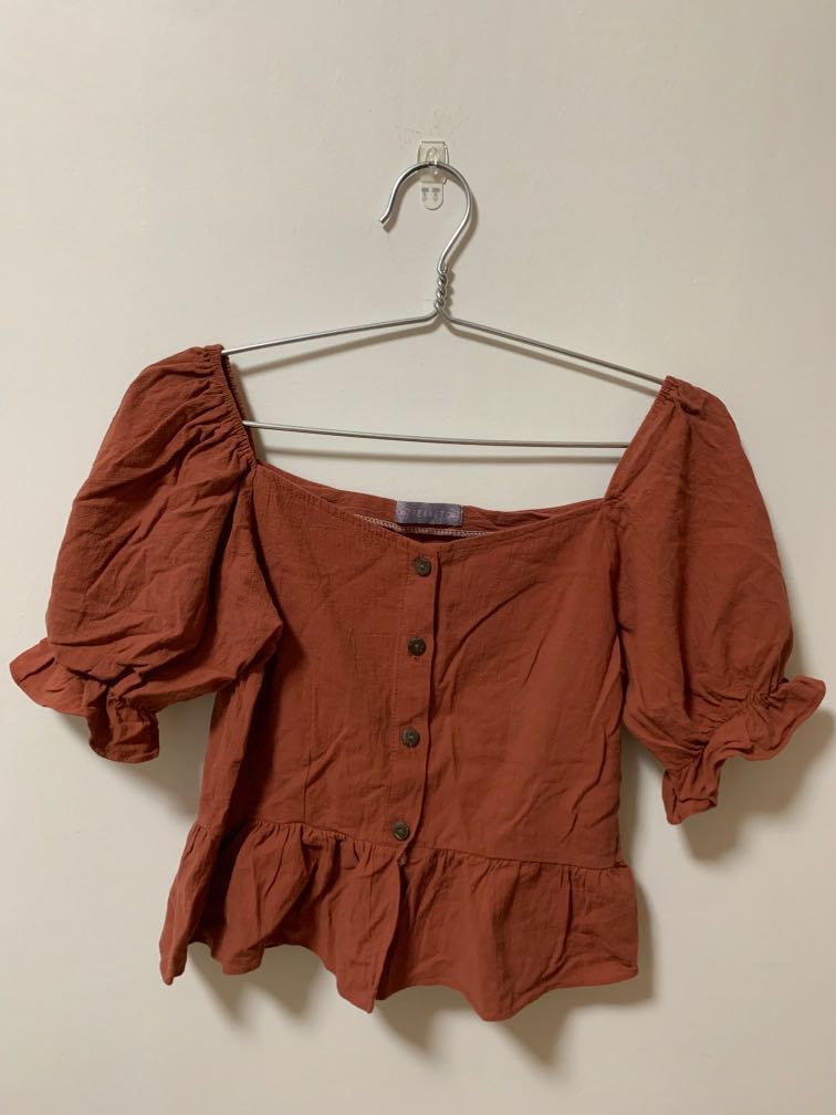 Burnt Orange Top, Women's Fashion, Tops, Sleeveless on Carousell