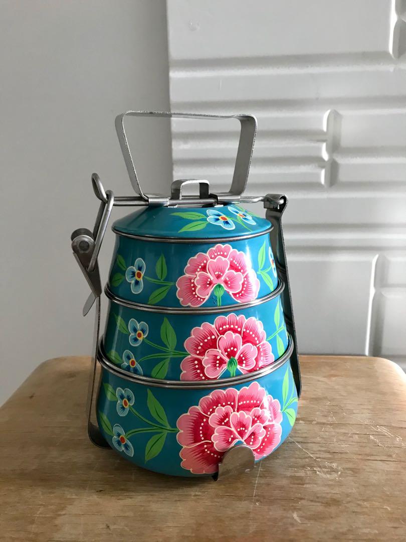 Peranakan style stainless steel Tingkat food container carrier ...