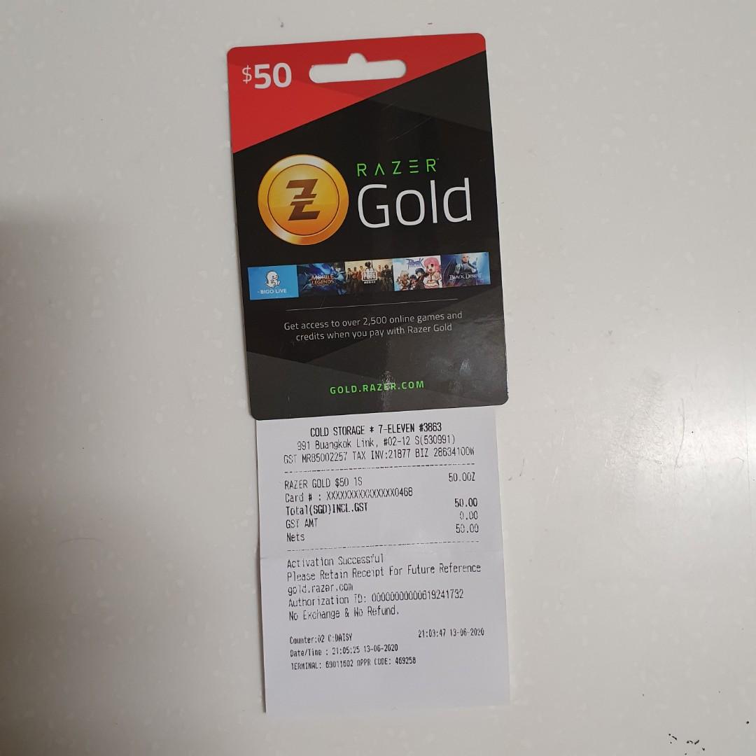 Razor Gold value $50, Video Gaming, Gaming Accessories, Game Gift Cards ...