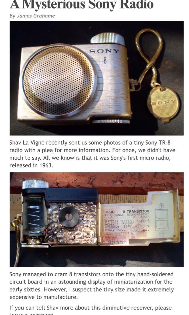 Sony mysterious tr-8 transistor 1963, Hobbies & Toys, Memorabilia ...
