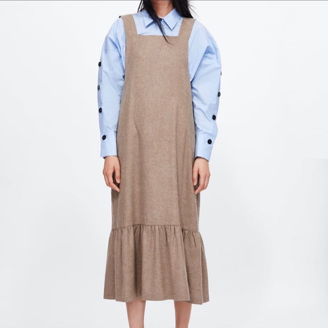 ZARA Beige Dress, Women's Fashion, Dresses & Sets, Dresses on Carousell