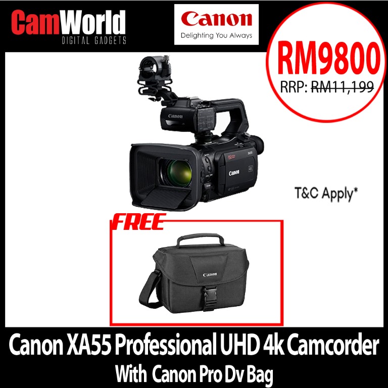 Canon XA55 Professional UHD 4k Camcorder With Canon Pro DV Bag ...