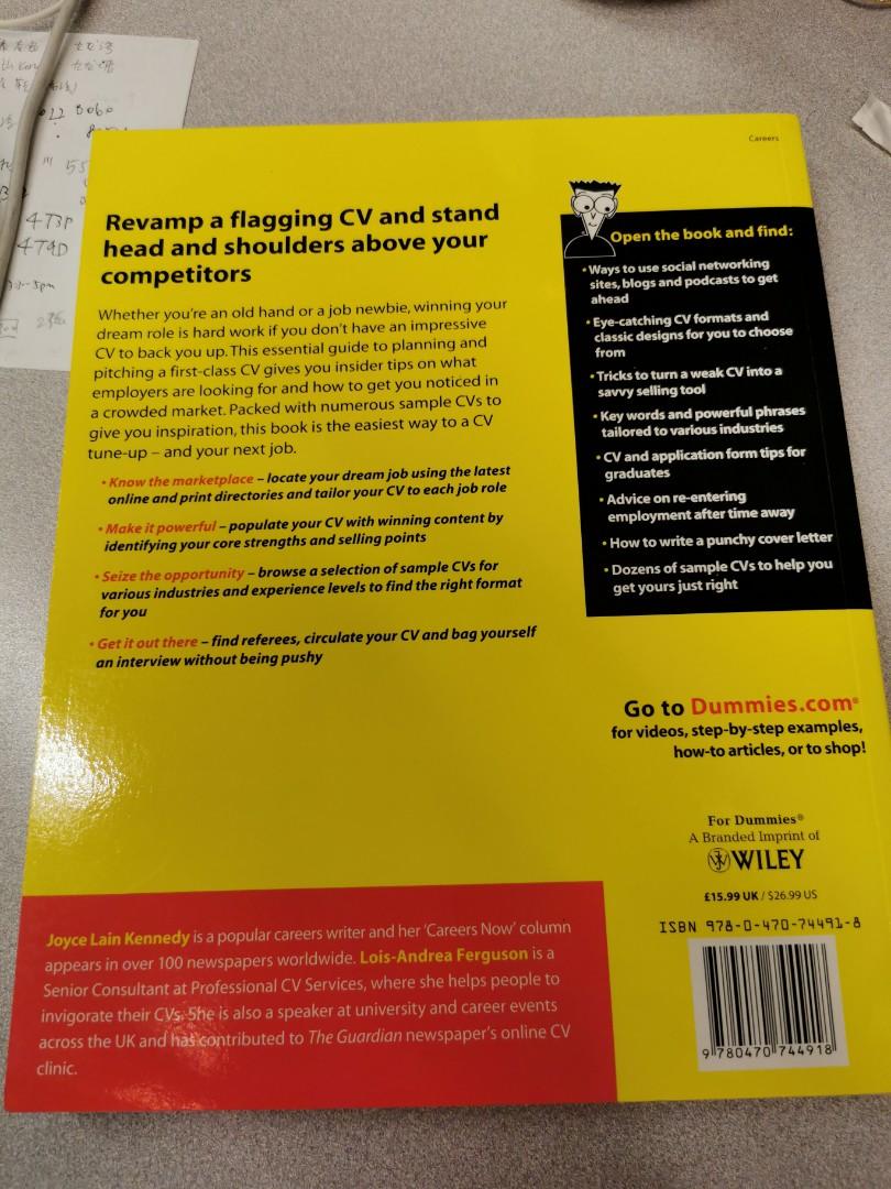 CV for Dummies, 書本 & 文具, 雜誌及其他 - Carousell