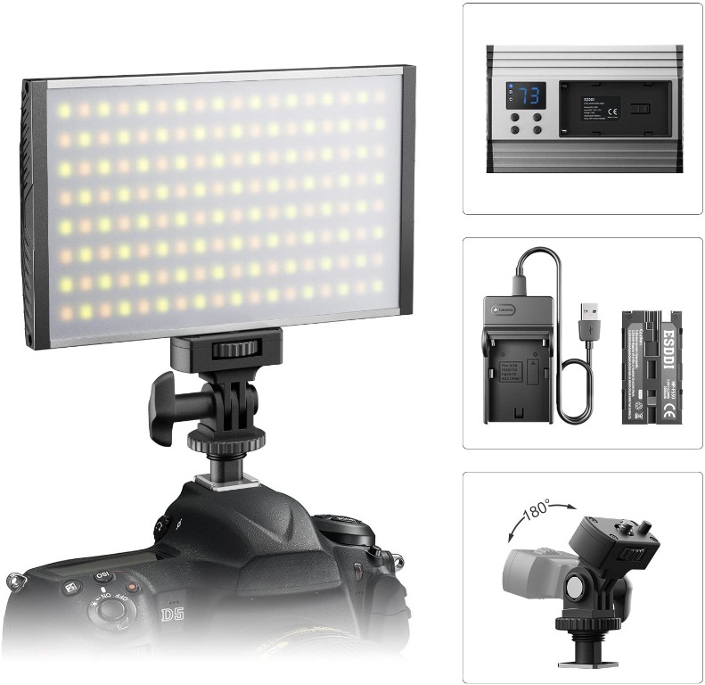 ESDDI LED Camera Video Light, 144 LED BI-Color Temperature, for ...