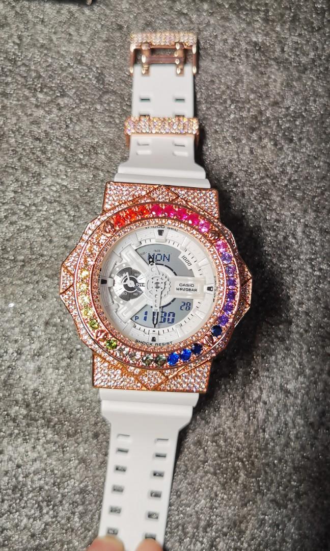 Geo-x in rosegold rainbow gshock series, Women's Fashion, Watches on ...