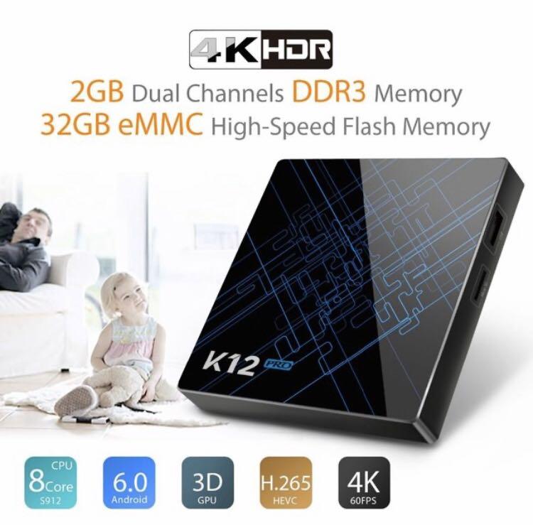 K12 Pro Android 6.0 TV Box 2GB/32GB Gigabit -Bluetooth4.1 4K HD 3D HDMI ...