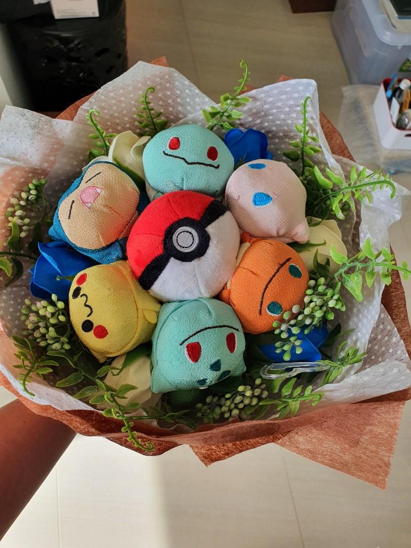 Pokemon Flower Bouquet (Preloved) - 6 Pokemons Plushies & 1 Pokeball ...