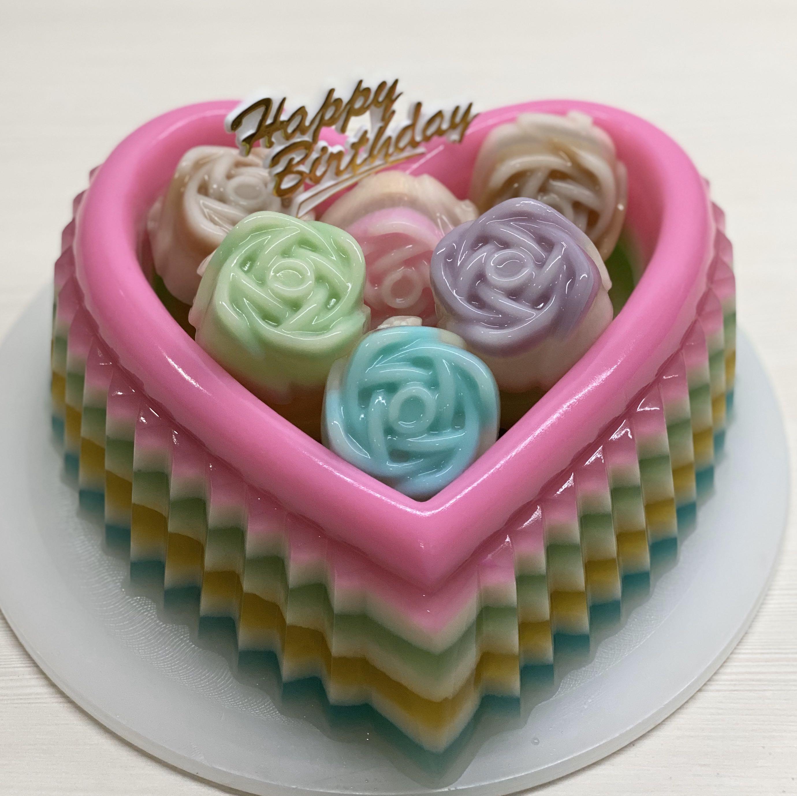 Rainbow Heart Shaped Agar Agar Jelly Cake, Food & Drinks, Homemade ...