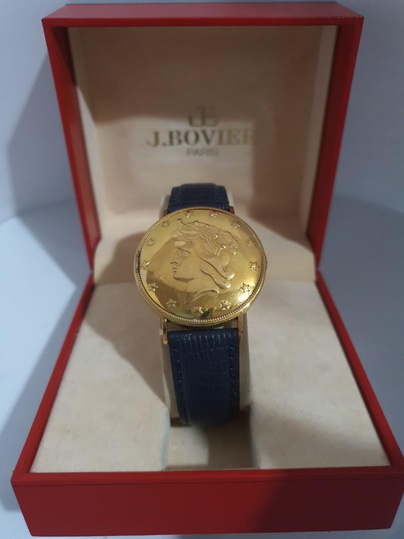 super Rare swiss Louvic 1950s vintage Large Manual wind coin face men's ...