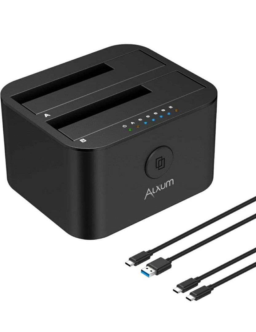 Alxum USB C & USB A Hard Drive Docking Station, Two Bay Type C USB 3.0 ...