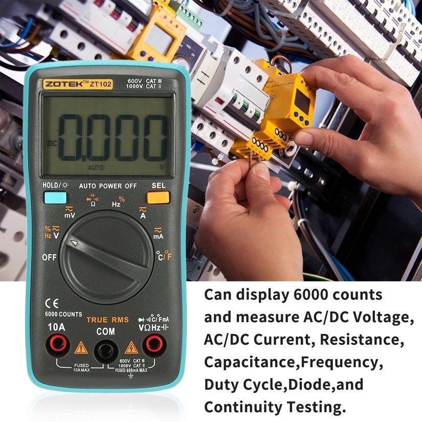 ZOTEK ZT102 Mini 6000 Counts Digital Multimeter AC/DC Voltage Current ...