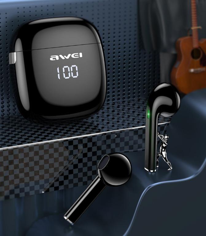 AWEI T28P 雙耳真無線藍牙耳機 藍牙5.0 防汗設計 數字電量顯示, 音響器材, 耳機 - Carousell