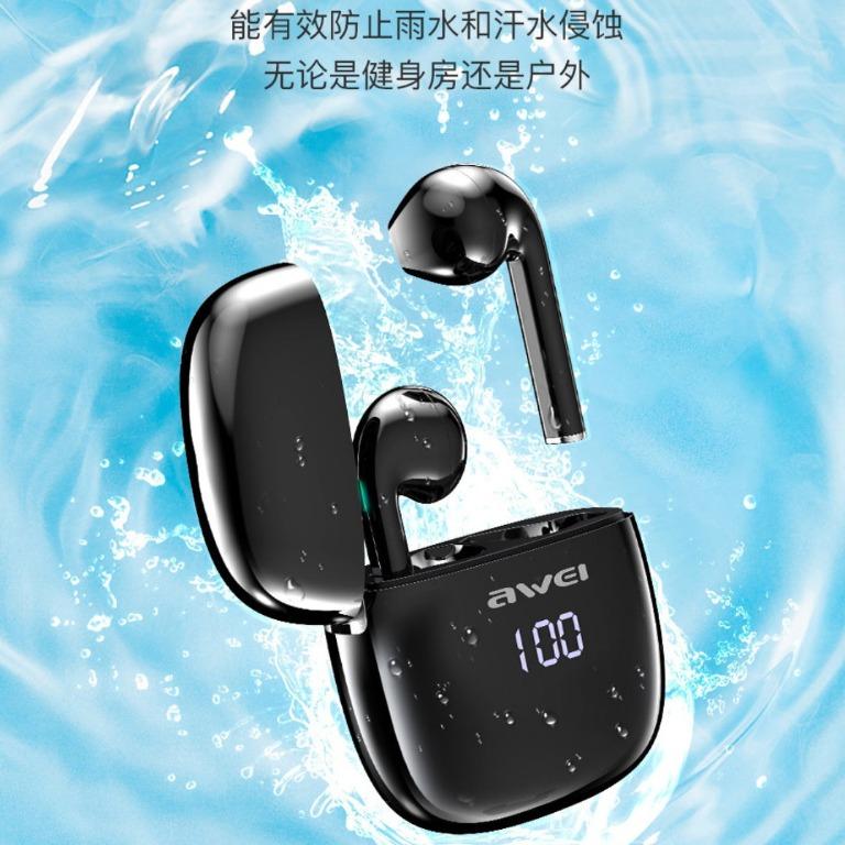 AWEI T28P 雙耳真無線藍牙耳機 藍牙5.0 防汗設計 數字電量顯示, 音響器材, 耳機 - Carousell