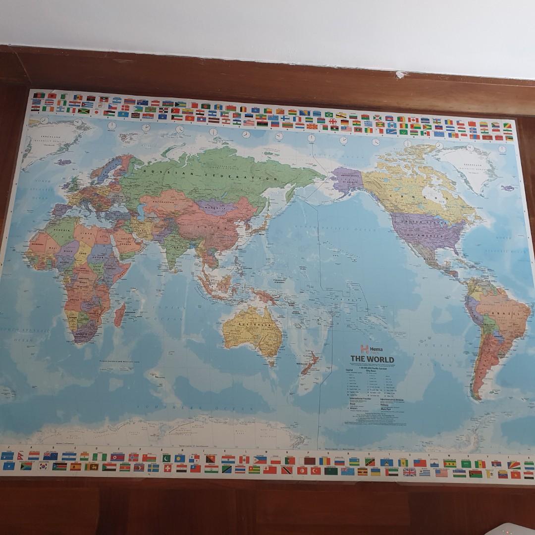 Big World Map, Furniture & Home Living, Home Decor, Frames & Pictures ...